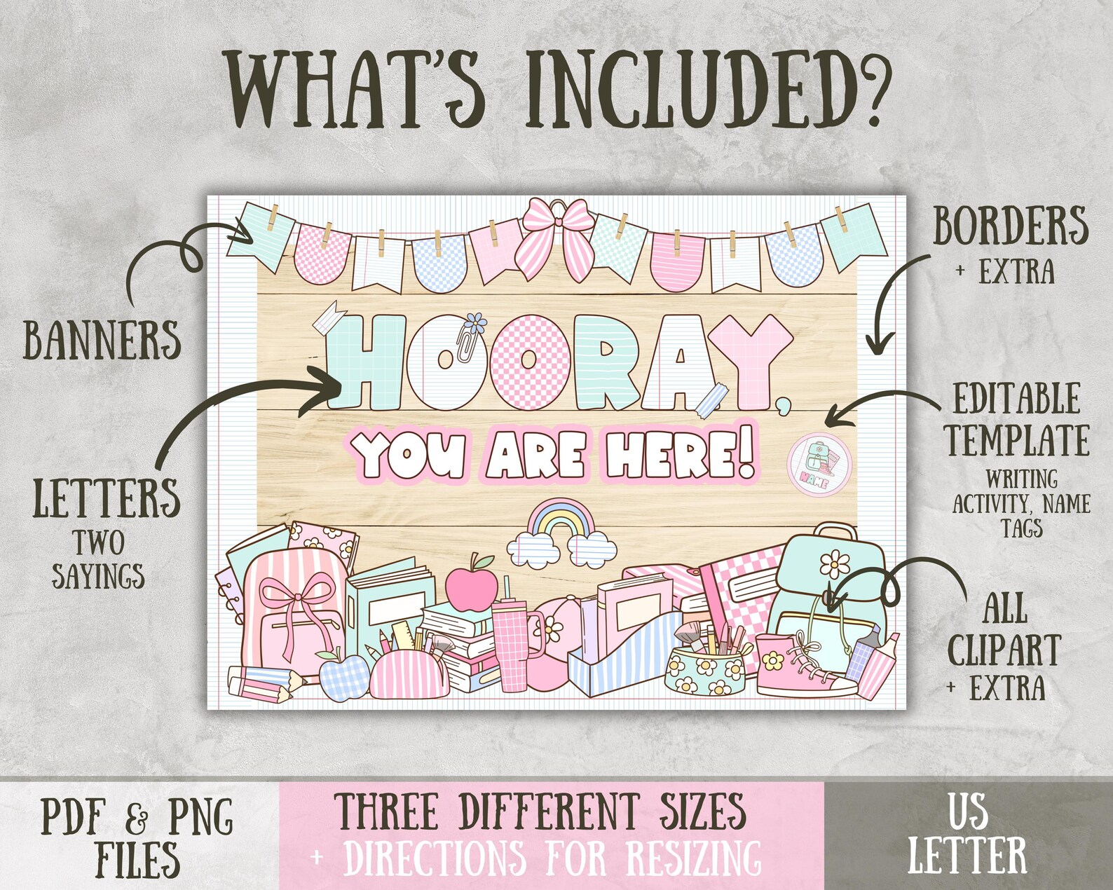 Welcome Back to School Bulletin Board Kit Ideas School Supplies Groovy ...