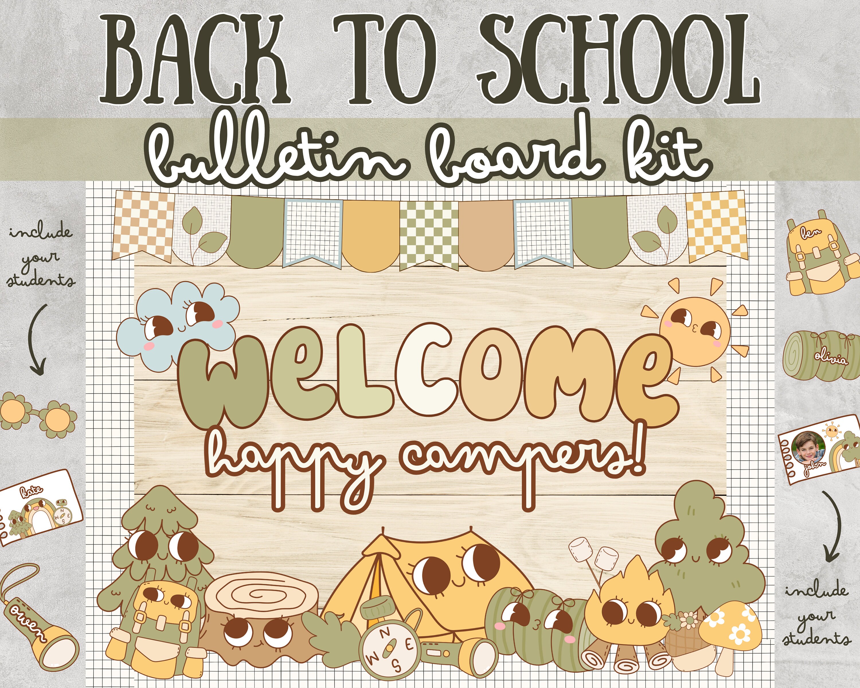 Camping Back to School Bulletin Board Kit Welcome Back to School ...