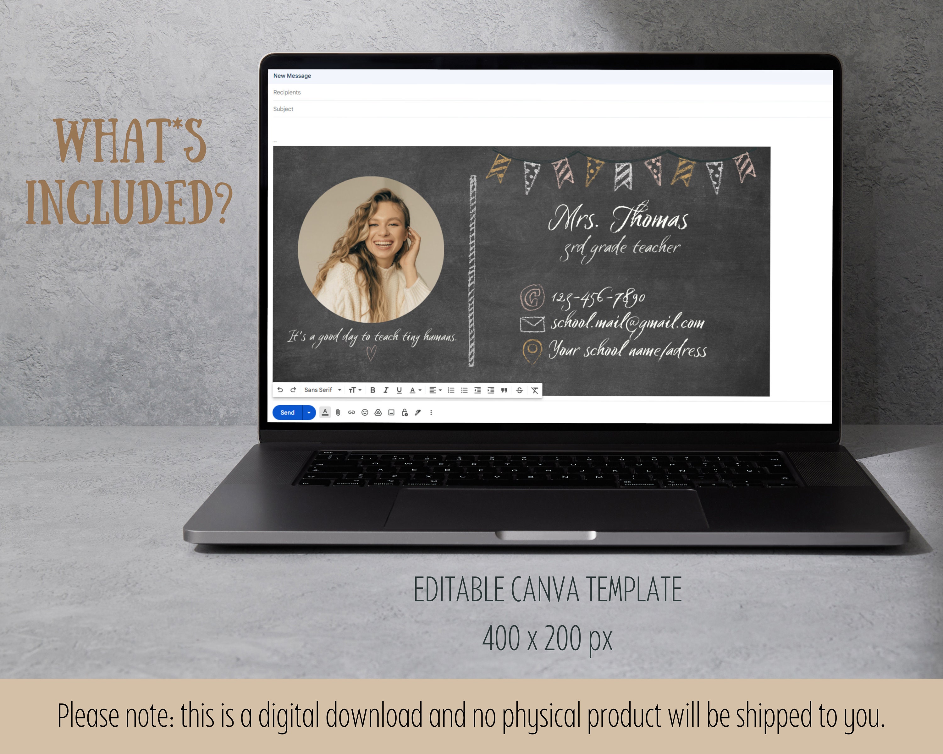 Email Signature Teacher Email Signature Canva Template Email Signature ...