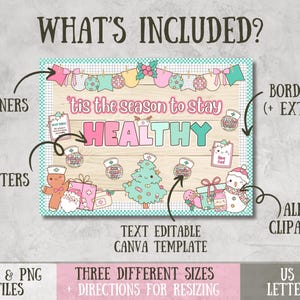 School Nurse Christmas Bulletin Board Kit Healthy Habits Winter ...