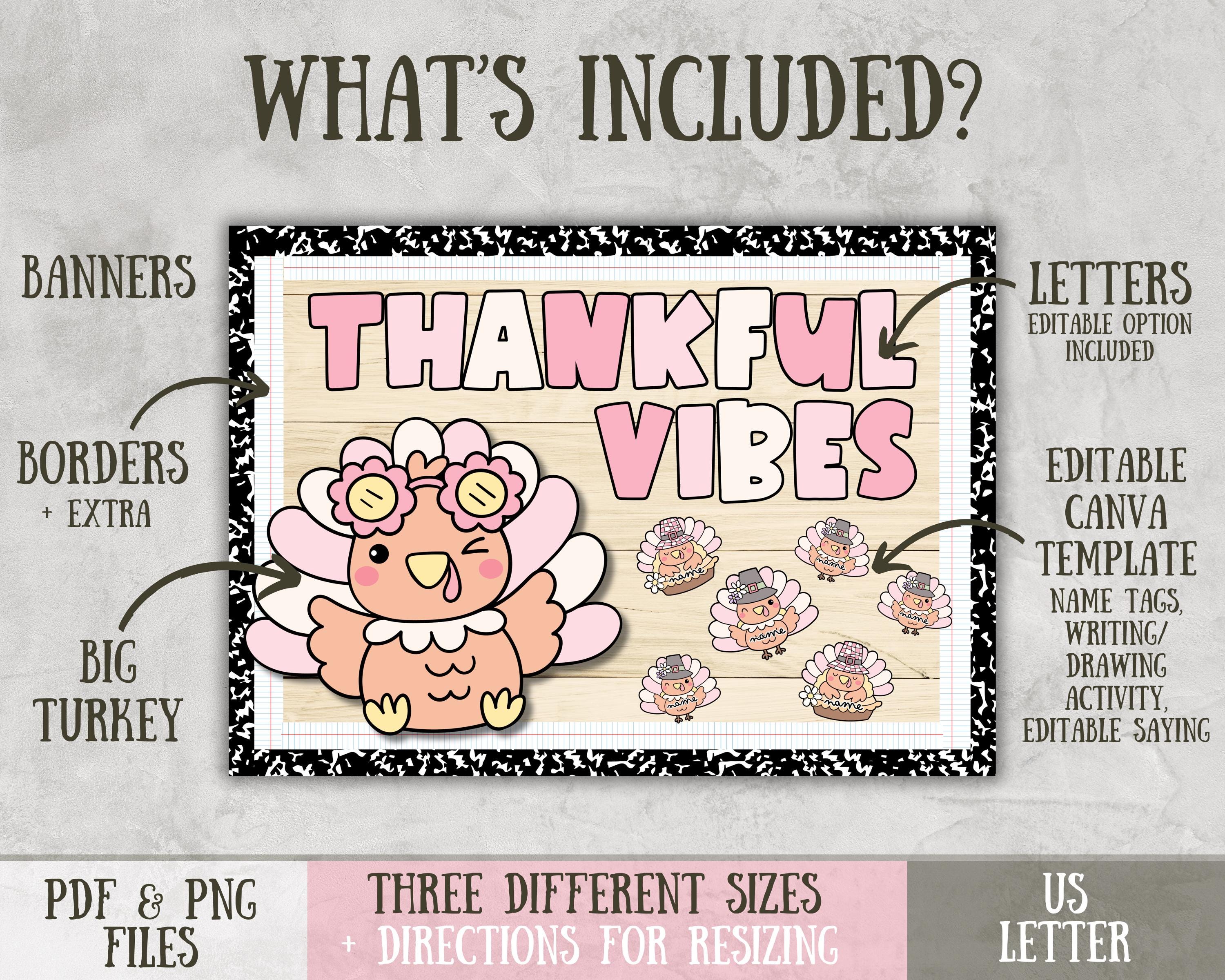 Thanksgiving Bulletin Board Kit Composition Notebook Groovy Retro ...
