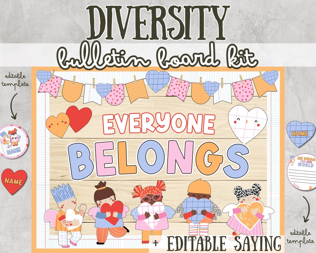 Valentine's Day Bulletin Board Kit February Door Decor Diversity Black ...
