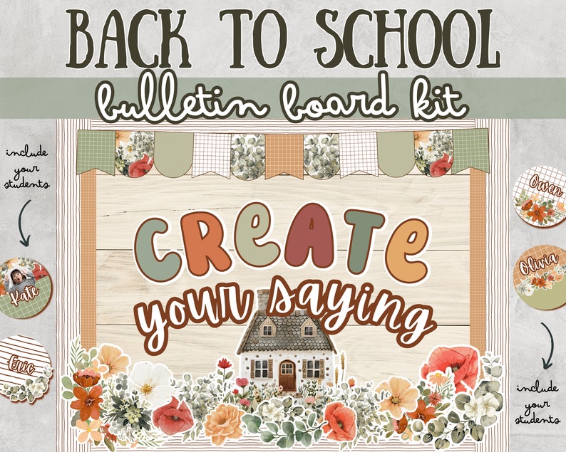 Welcome Back to School Bulletin Board Kit Flowers Back to School ...