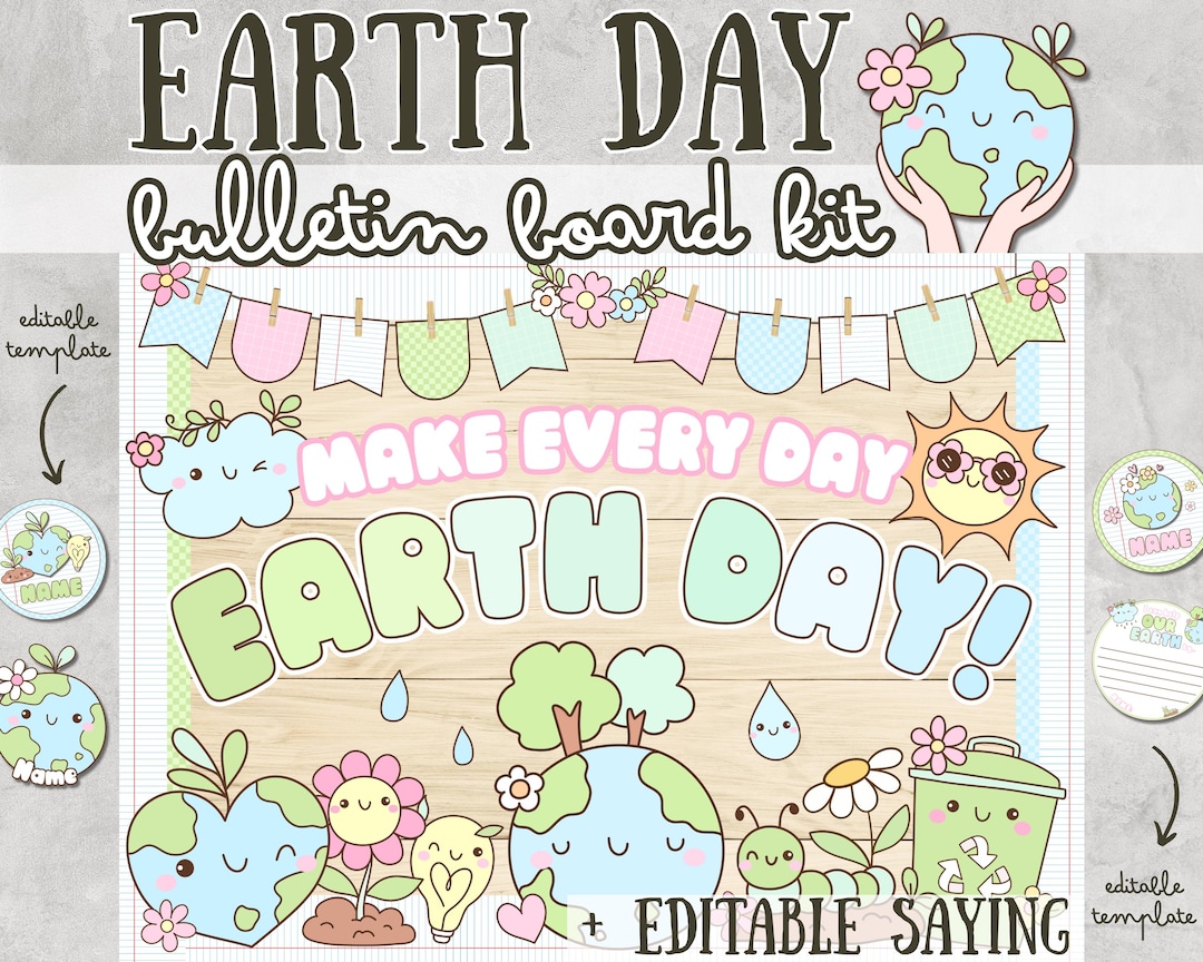 Earth Day Bulletin Board Kit Spring April Bulletin Board Ideas Door ...