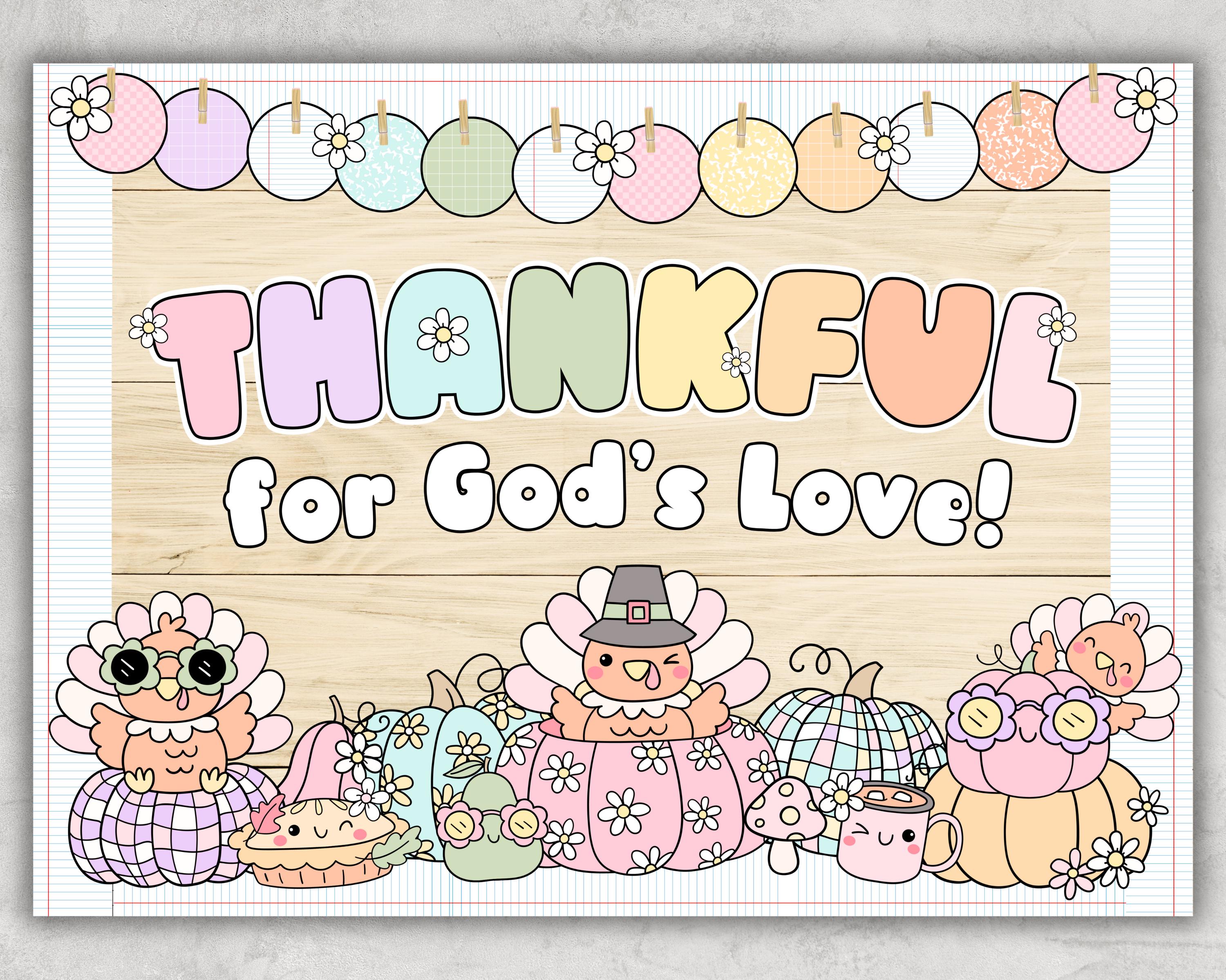 Christian Thanksgiving Bulletin Board Kit Religious Groovy Retro ...