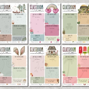 Monthly Classroom Newsletter Template Editable Yearly Bundle School ...