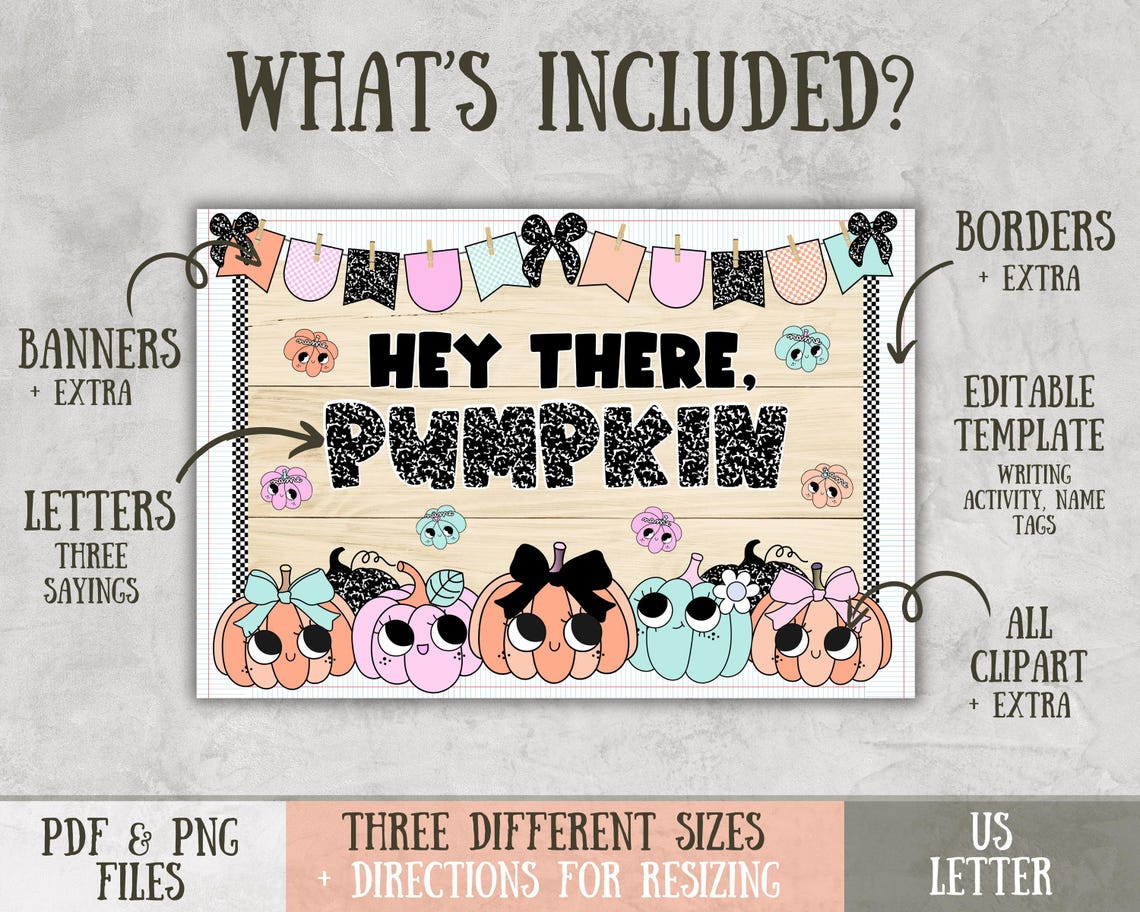 Fall Autumn Bulletin Board Kit Groovy Retro September October November ...