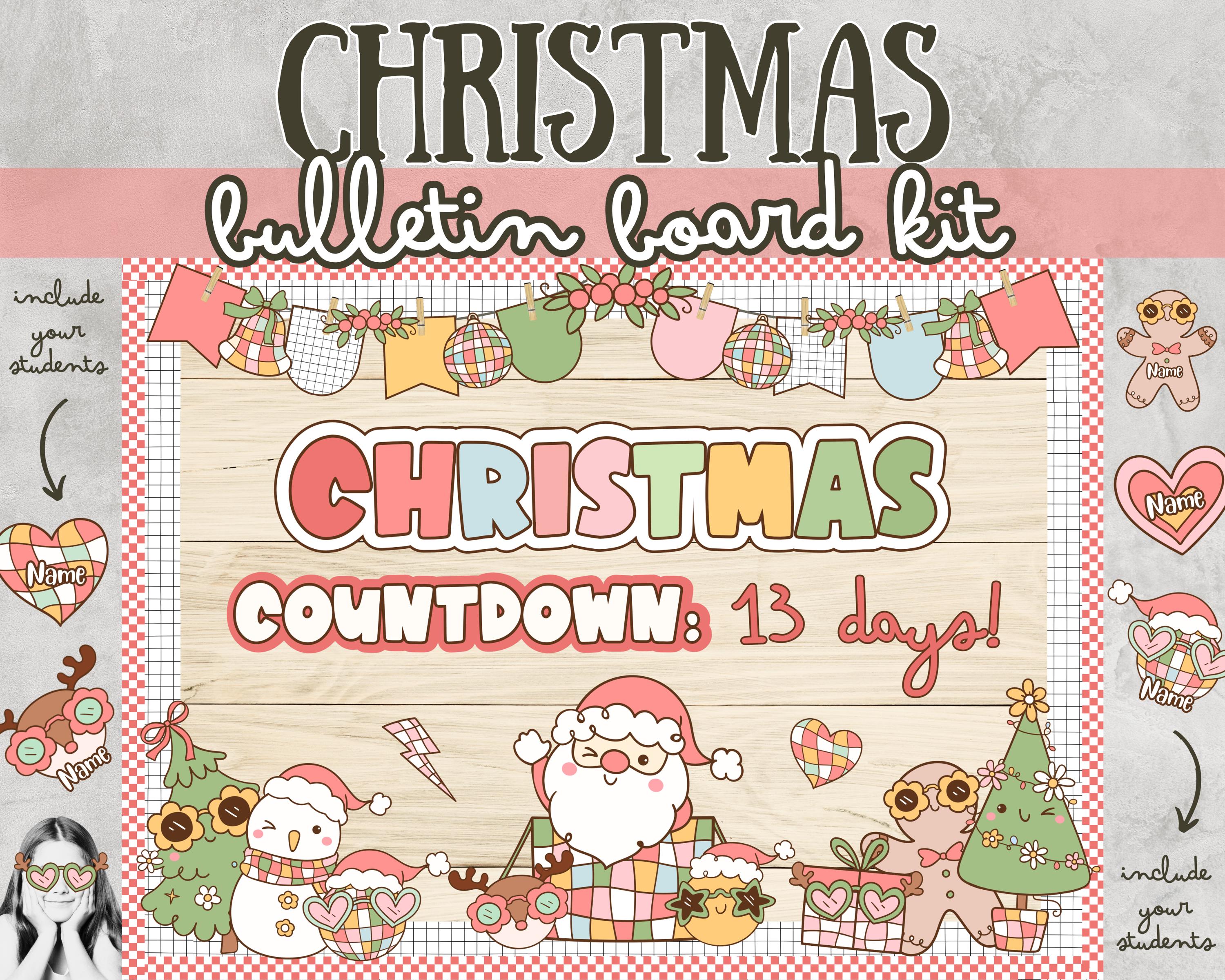 Christmas Bulletin Board Kit December Winter Bulletin Board Ideas Retro ...