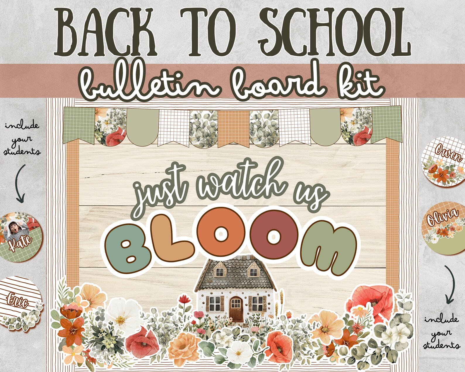 Welcome Back to School Bulletin Board Botanical Back to School Bulletin ...
