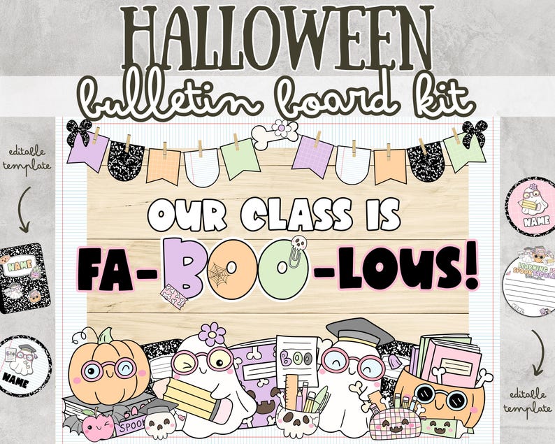 Halloween Bulletin Board Kit Composition Notebook School Supplies ...