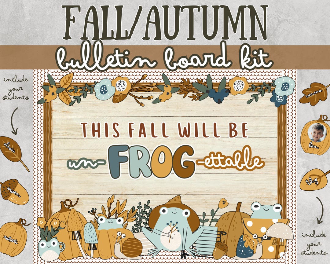 Fall Bulletin Board Kit Boho Autumn Bulletin Board September October ...