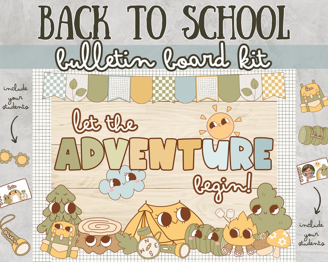 Camping Back to School Bulletin Board Kit Back to School Decor Groovy ...