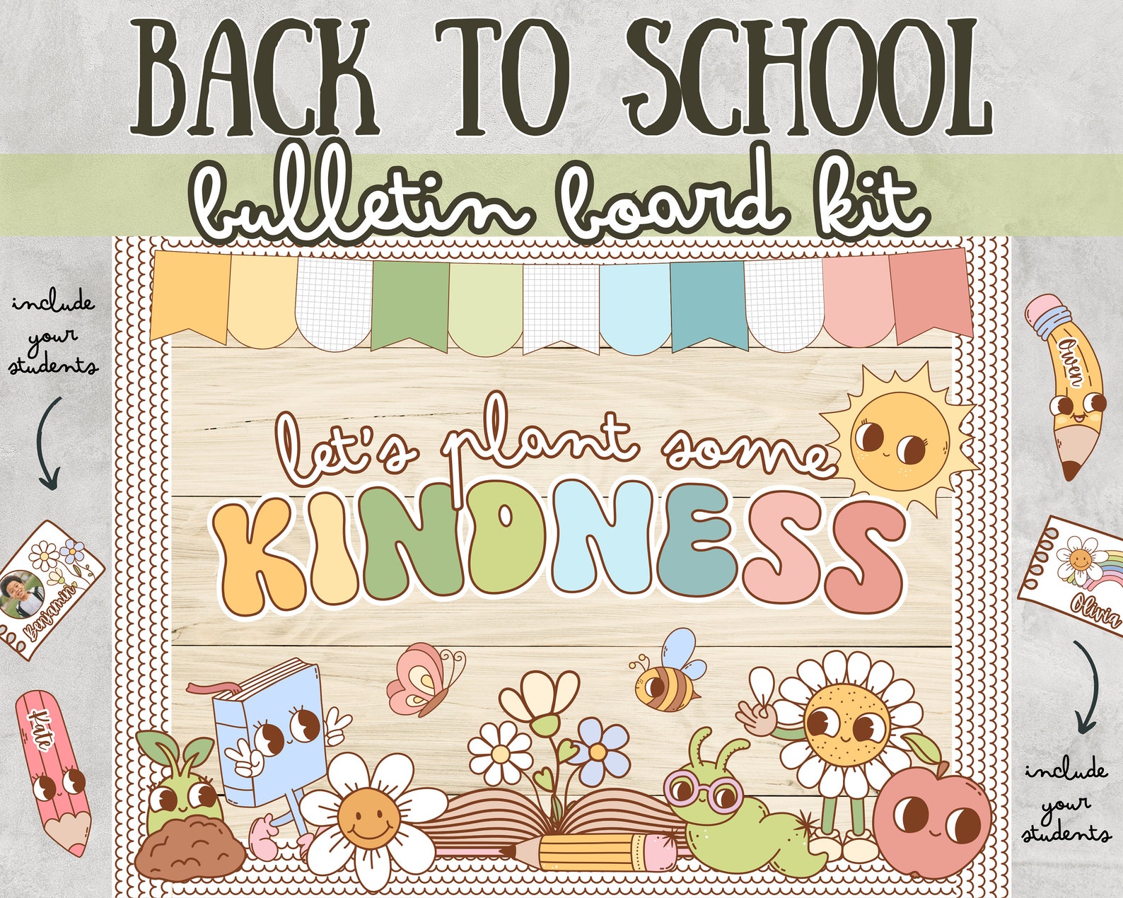 Welcome Back to School Bulletin Board Kit Groovy Retro Back to School ...