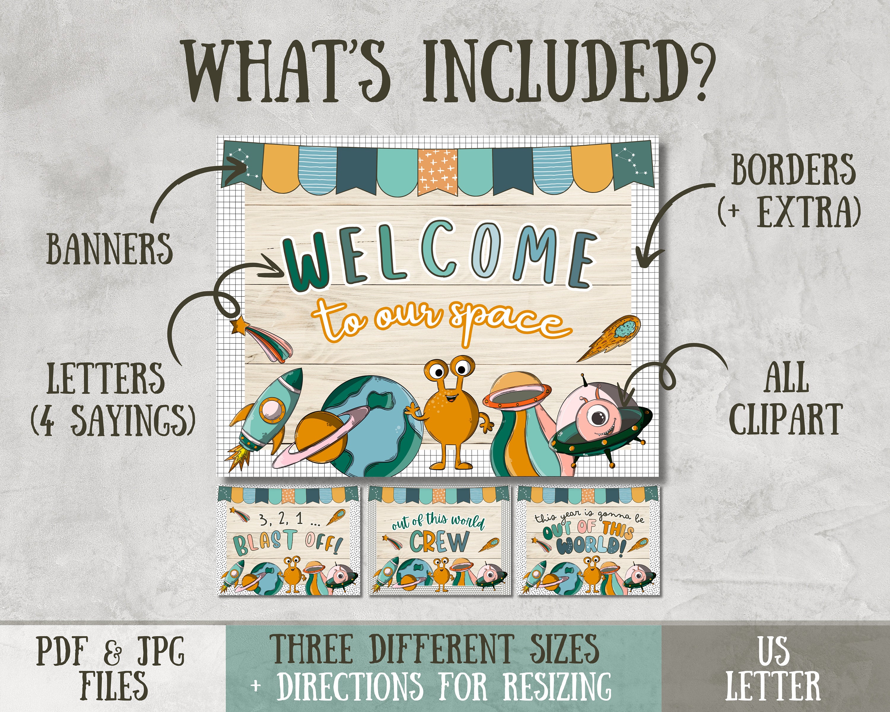 Space Back to School Bulletin Board Kit Welcome Back to School ...