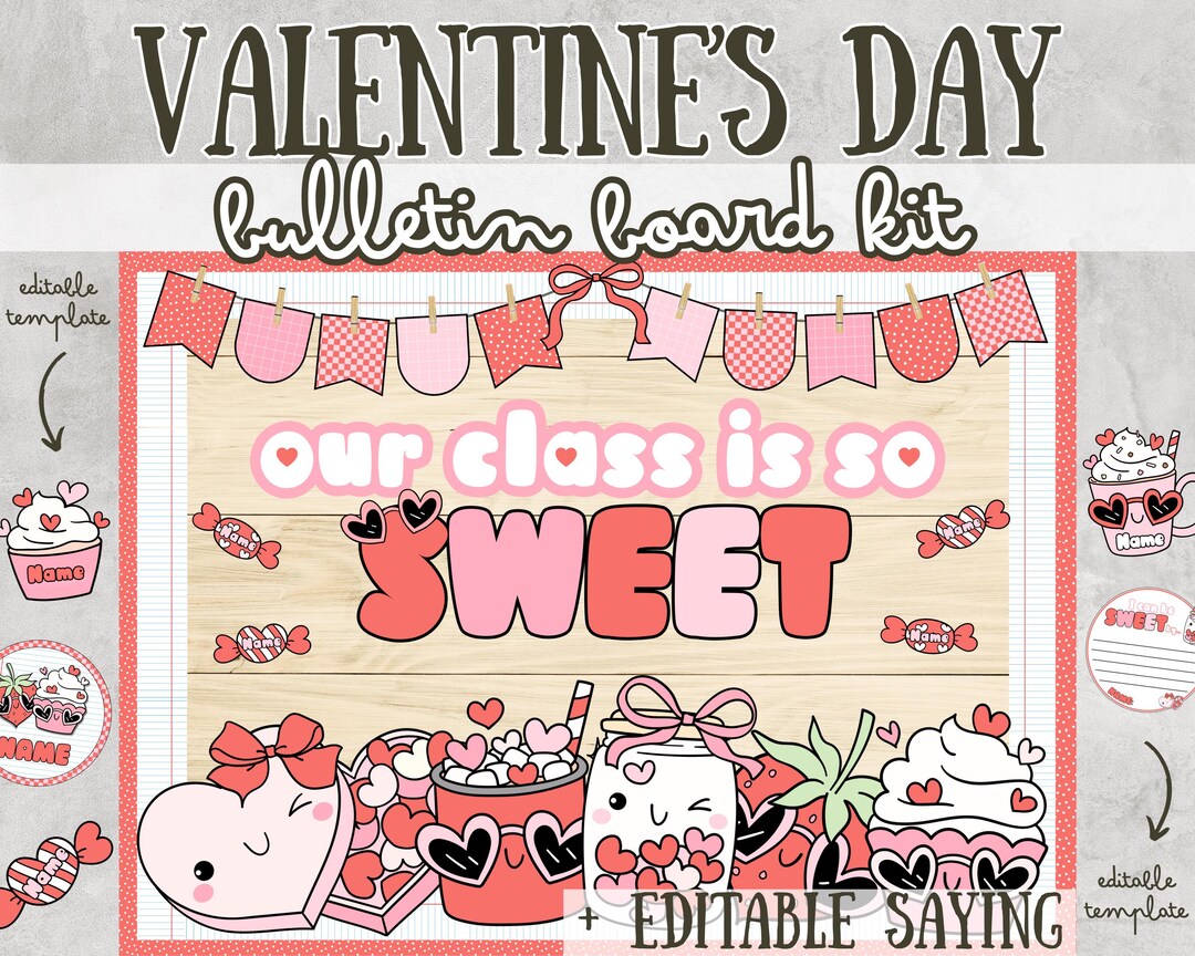 Valentine's Day Bulletin Board Kit February Groovy Retro Kindness Sweet ...