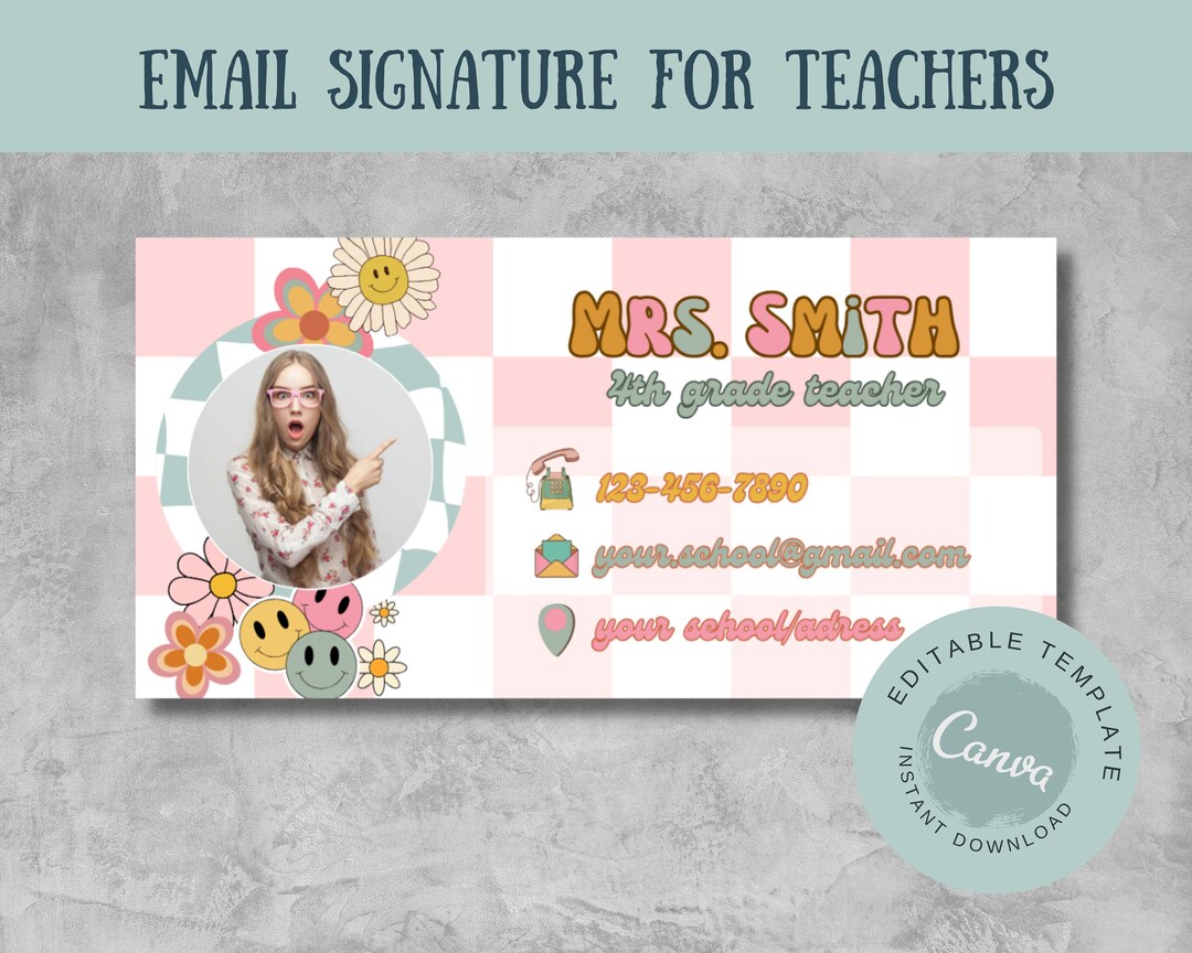 Email Signature Teacher Email Signature Canva Template Email Signature ...