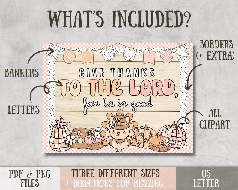 Christian Thanksgiving Bulletin Board Kit Fall Bulletin Board November ...