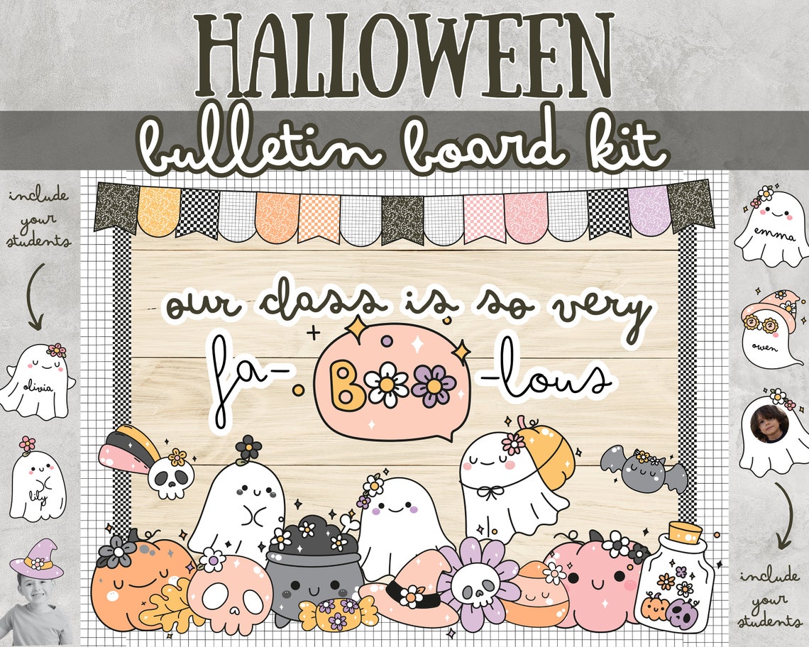 Groovy Halloween Bulletin Board Kit October Fall Bulletin Board Autumn ...