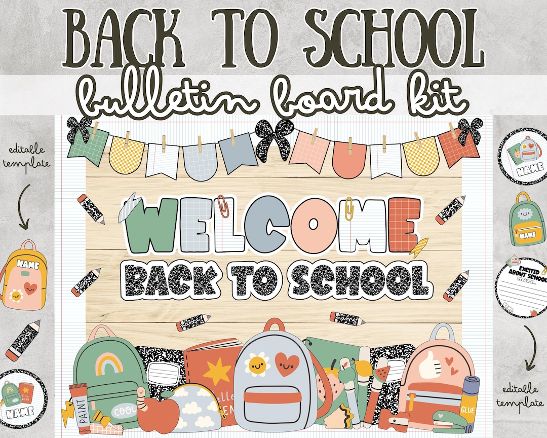 Welcome Back to School Bulletin Board Kit Composition Notebook School ...
