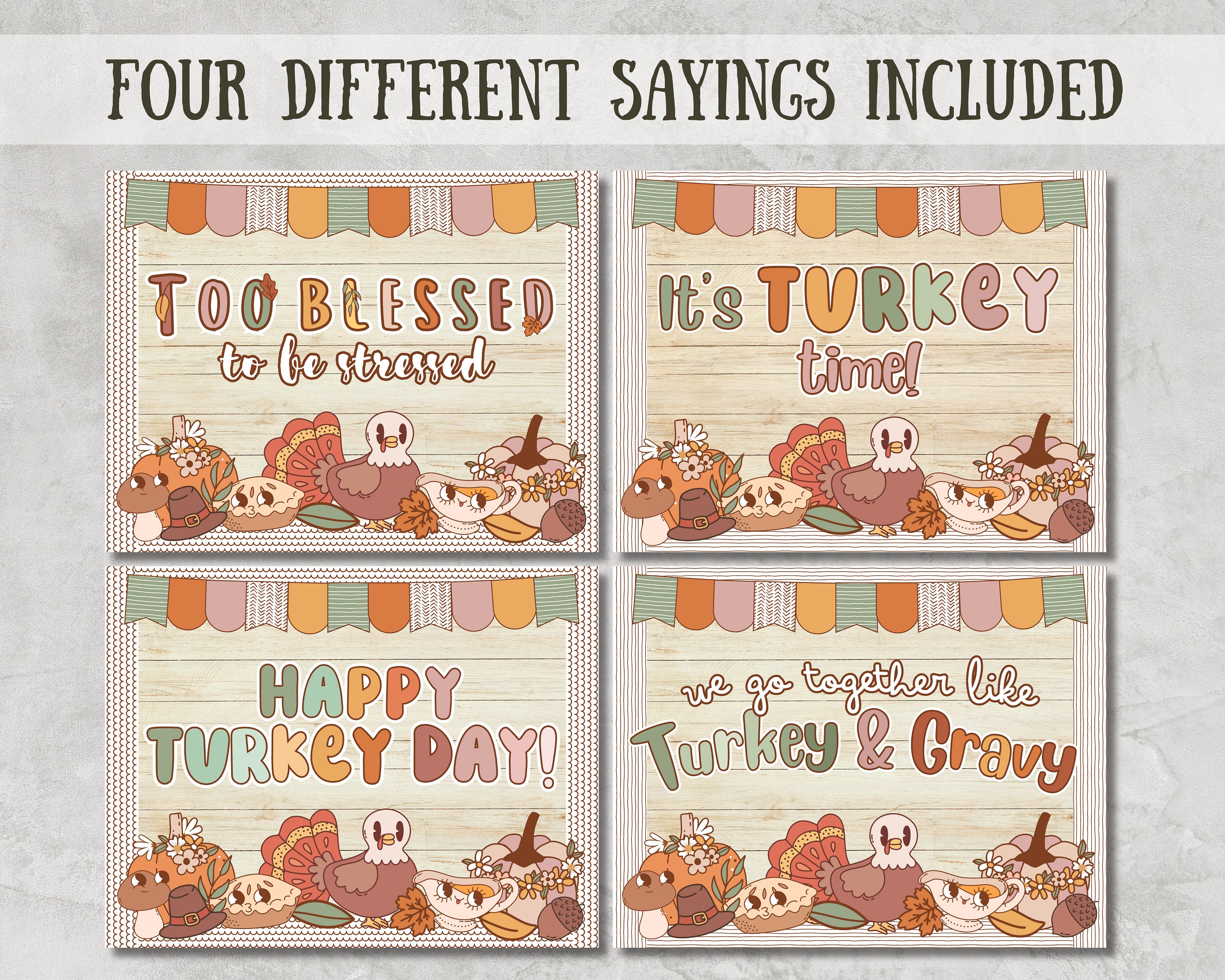 Thanksgiving Bulletin Board Kit Groovy November Bulletin Board Fall ...