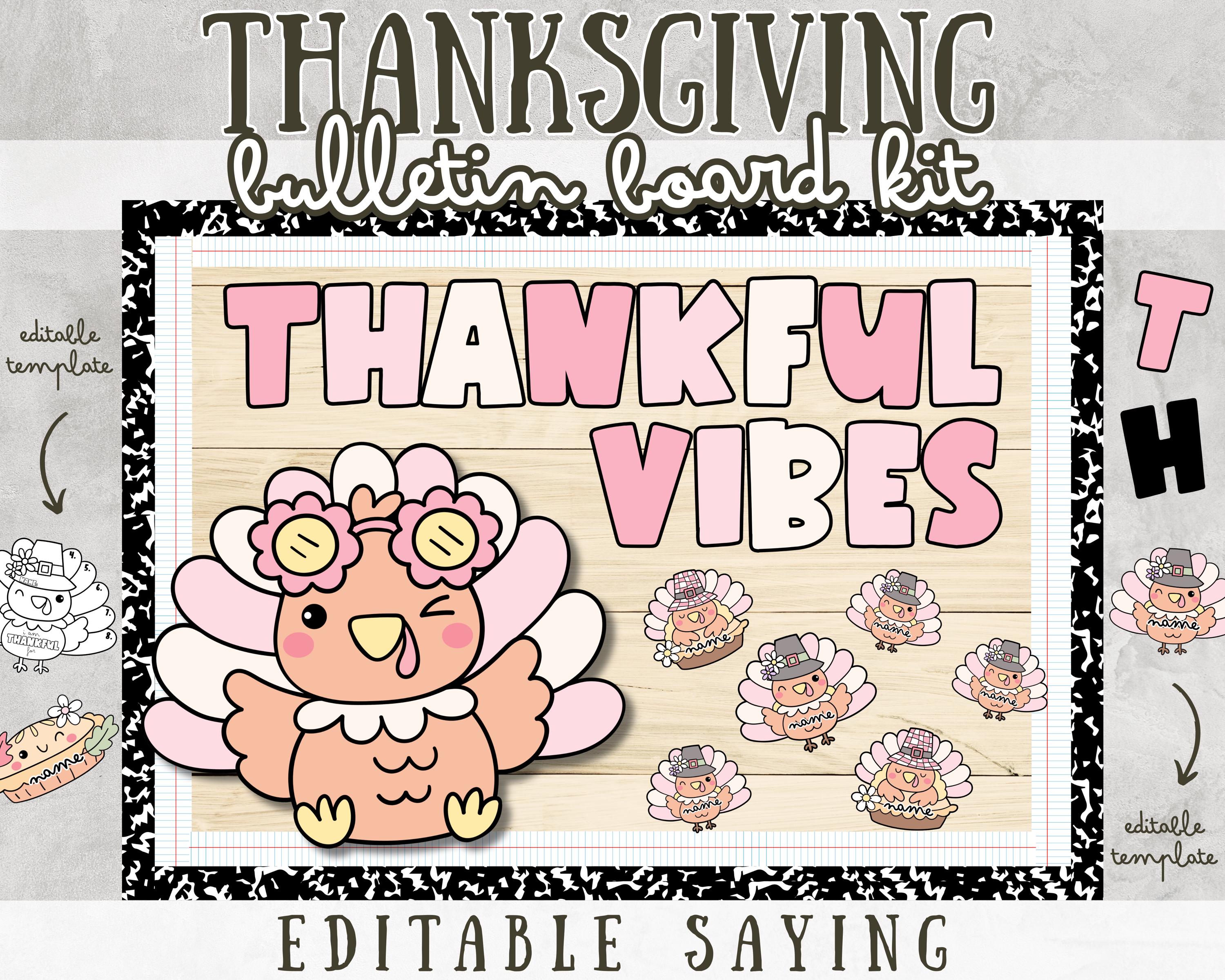 Thanksgiving Bulletin Board Kit Composition Notebook Groovy Retro ...