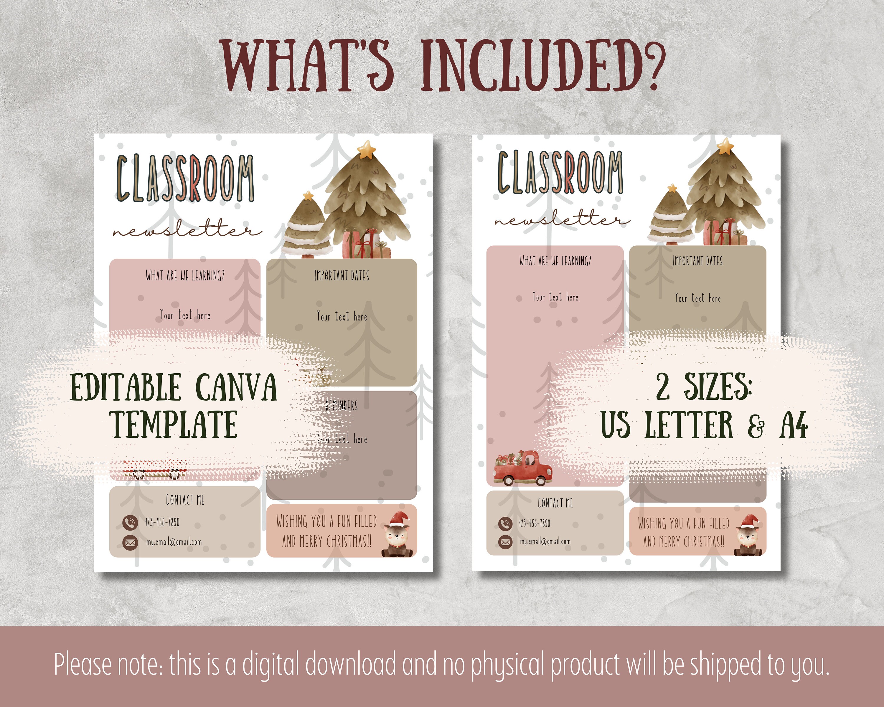 Christmas Newsletter Template Canva Classroom Newsletter December ...