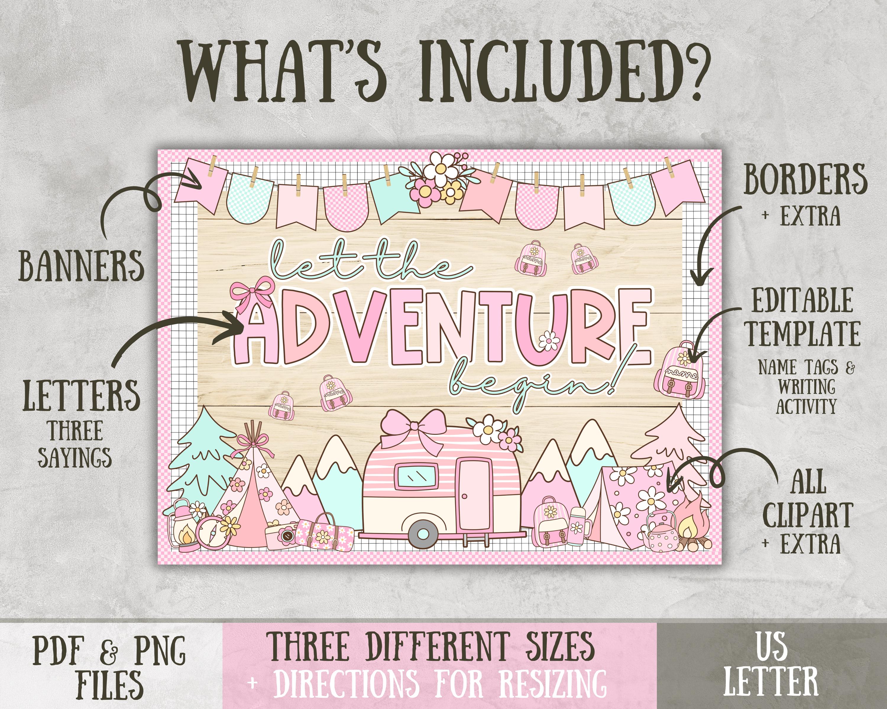 Welcome Back to School Bulletin Board Kit Ideas Camping Door ...