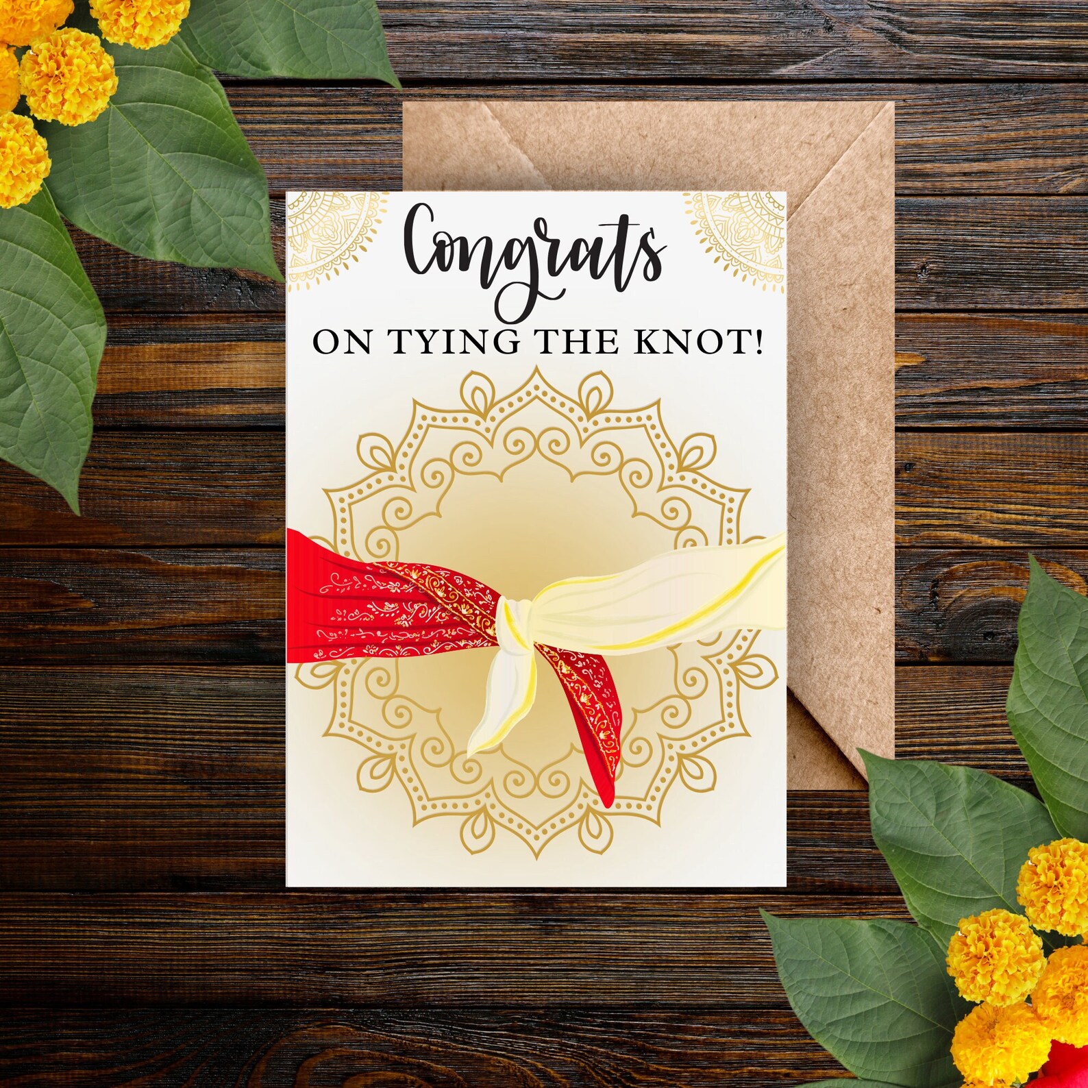 Hindu Wedding Knot Greeting Card Granthibandhan for Hindu Newlyweds ...