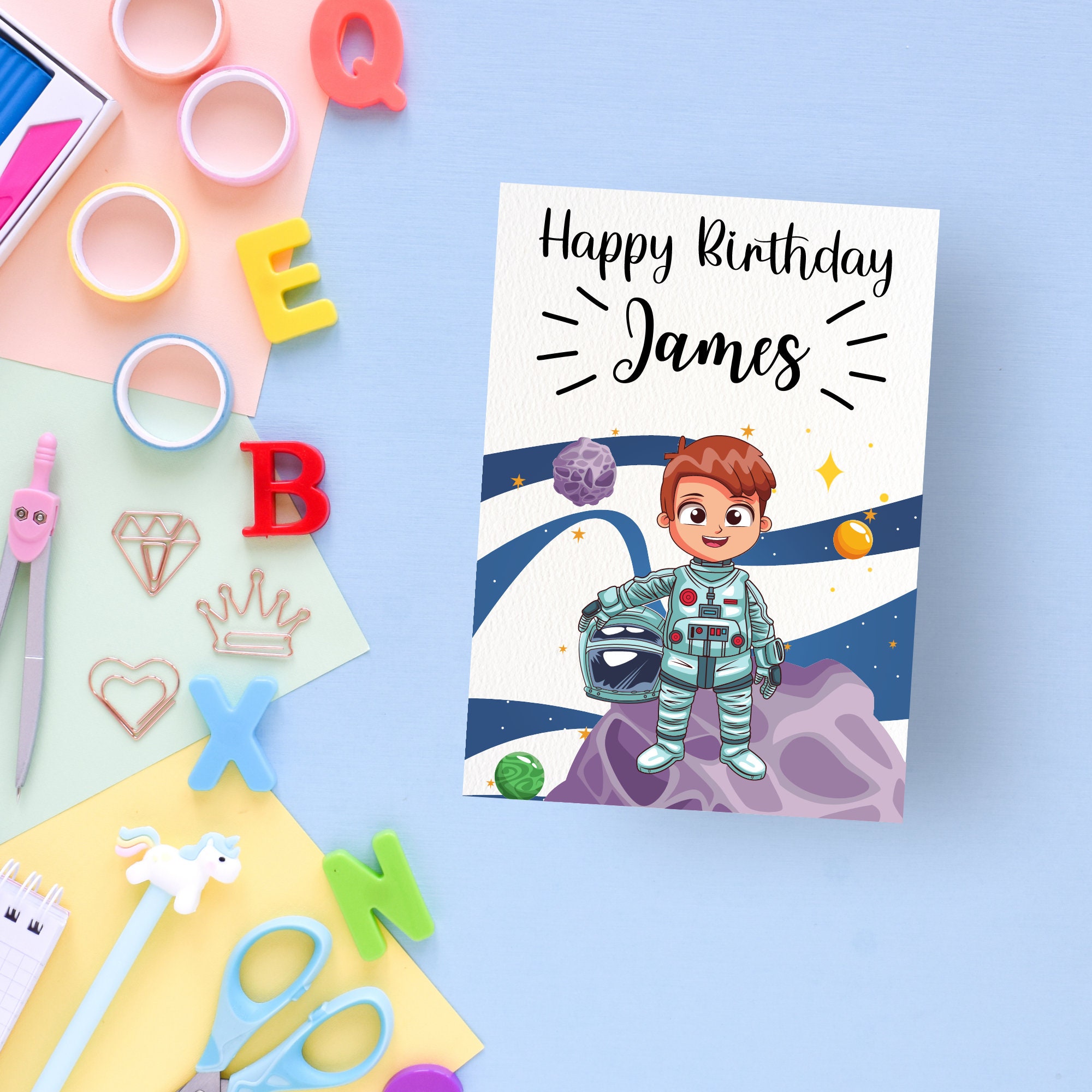 Personalised Space-themed Birthday Card for Boys and Girls. - Etsy