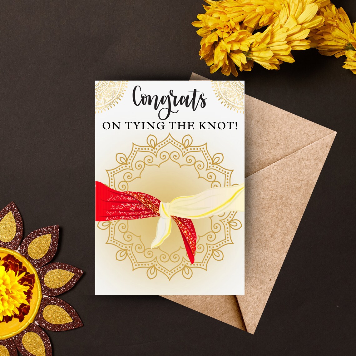 Hindu Wedding Knot Greeting Card Granthibandhan for Hindu Newlyweds ...