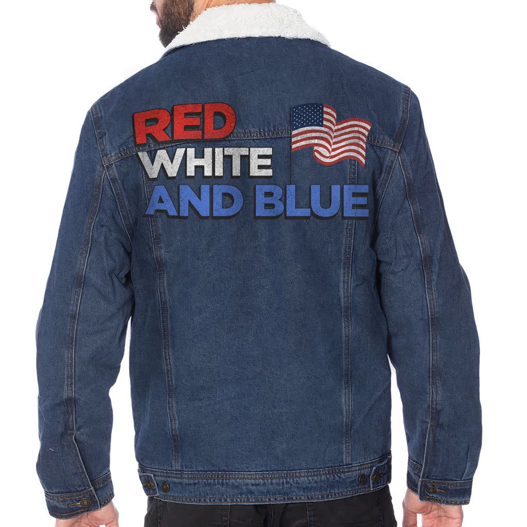 Red White and Blue Men's Sherpa-lined Denim Jacket American Flag Denim ...