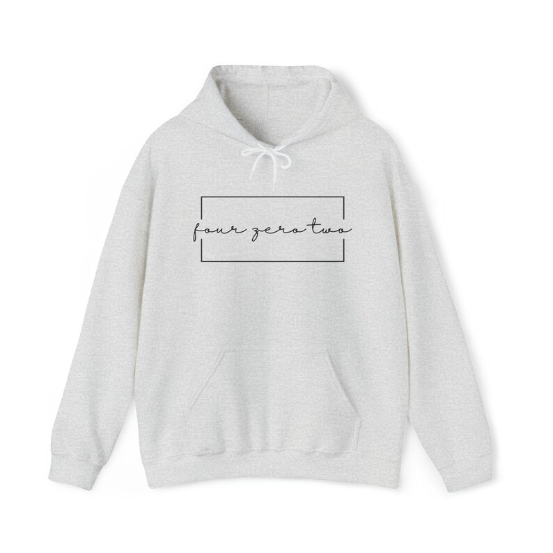 Four Zero Two Hooded Sweatshirt, Script Writing Sweatshirt, Modern ...