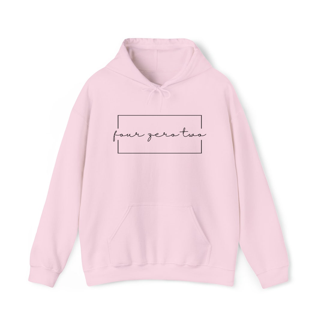 Four Zero Two Hooded Sweatshirt, Script Writing Sweatshirt, Modern ...