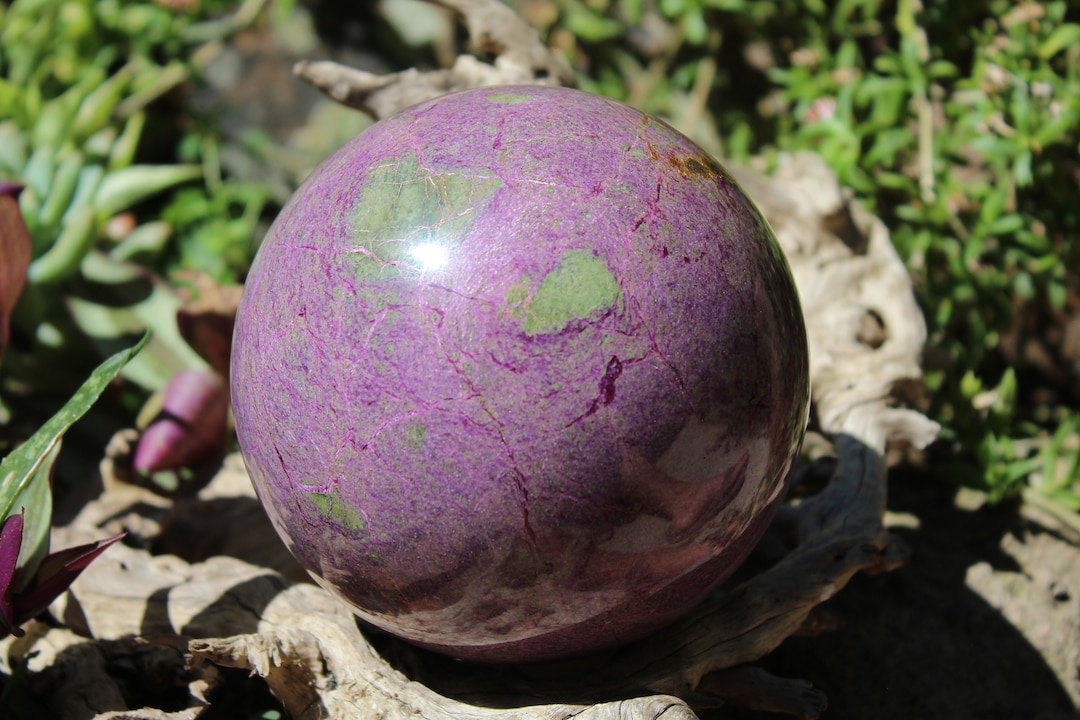 Stichtite and Serpentine Sphere, Atlantasite Sphere. Large Hand Crafted ...
