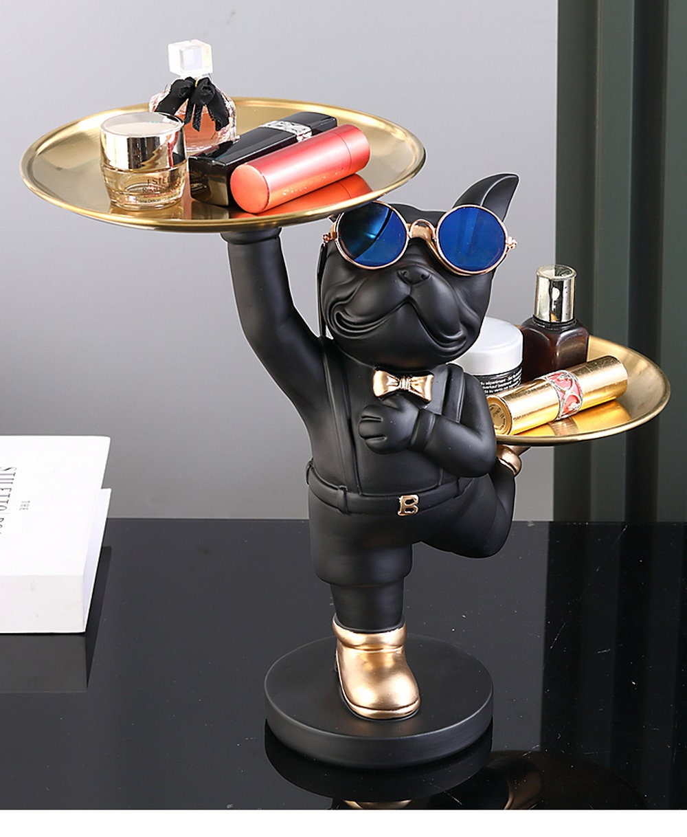 Resin Dog Statue Room Decor Butler Sculpture With 2 Trays - Etsy