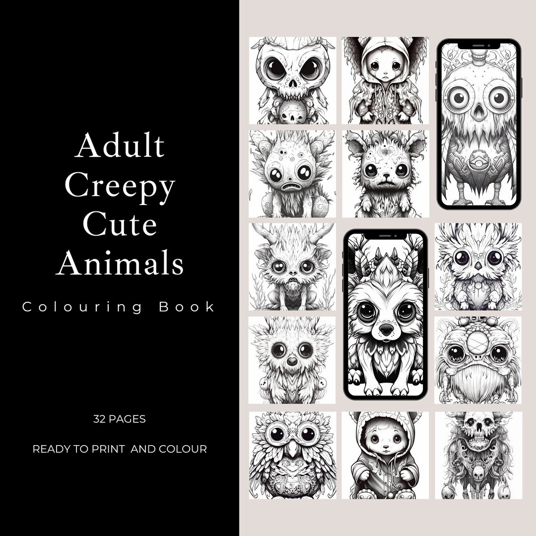 Creepy Cute Animals Colouring Book Printable - Etsy