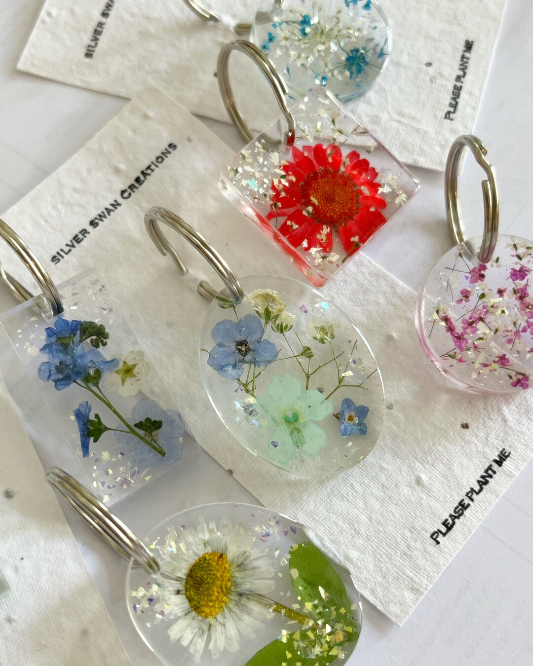 Pressed Flower Keyring - Etsy UK