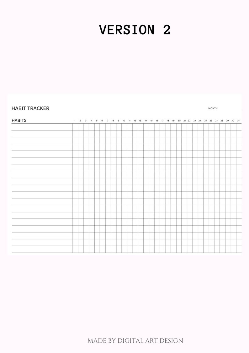 Monthly Habit Tracker Printable Landscape, Habit Tracker Template ...