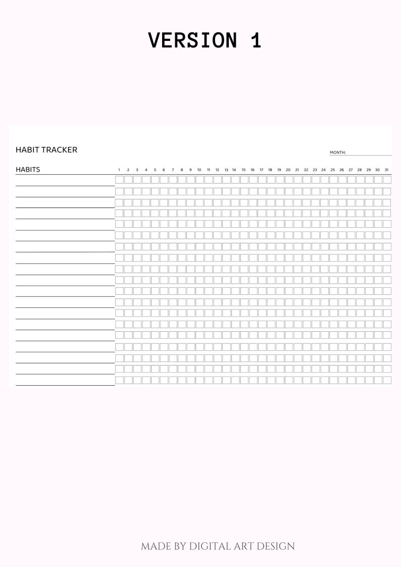 Monthly Habit Tracker Printable Landscape, Habit Tracker Template ...