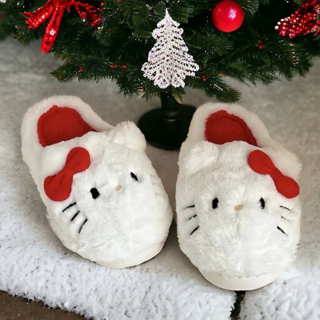 Hello Kitty Slippers Plush Padded Slippers Hello Kitty Kawaii Cute ...