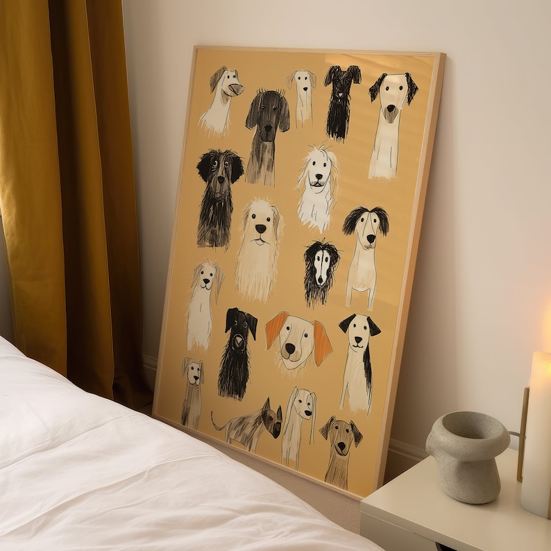 Dogs Illustration Printable Dog Poster Dog Breeds Colorful - Etsy