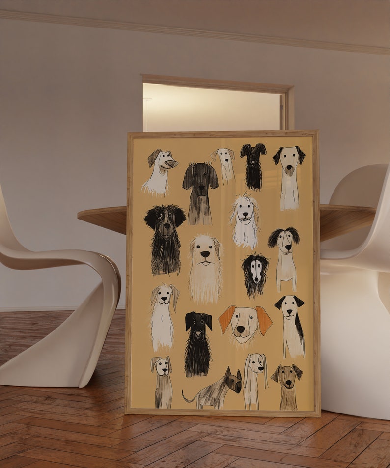 Dogs Illustration Printable Dog Poster Dog Breeds Colorful - Etsy