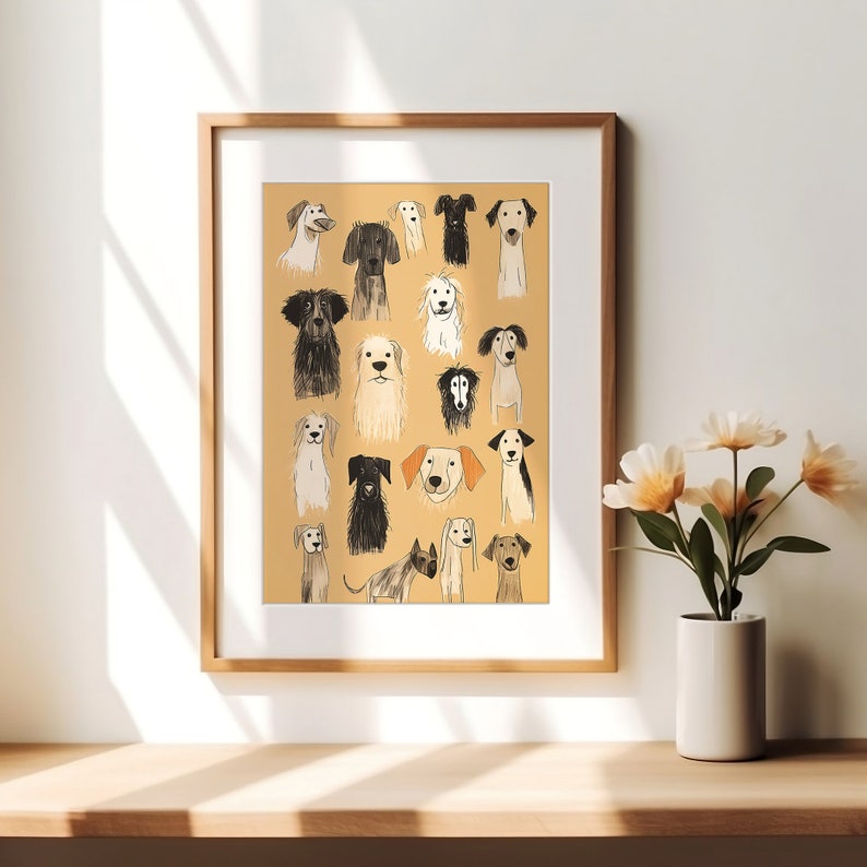 Dogs Illustration Printable, Dog Poster, Dog Breeds, Colorful Art, Cute ...