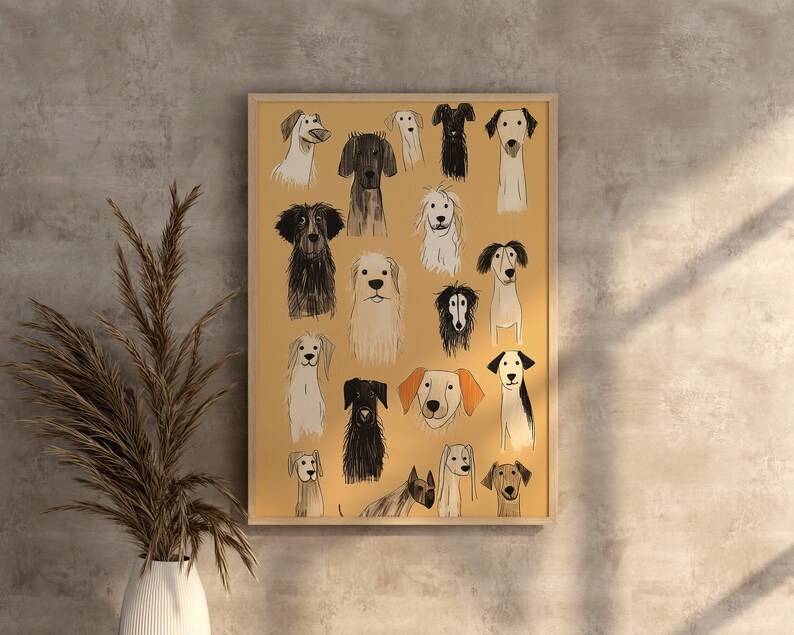 Dogs Illustration Printable, Dog Poster, Dog Breeds, Colorful Art, Cute ...