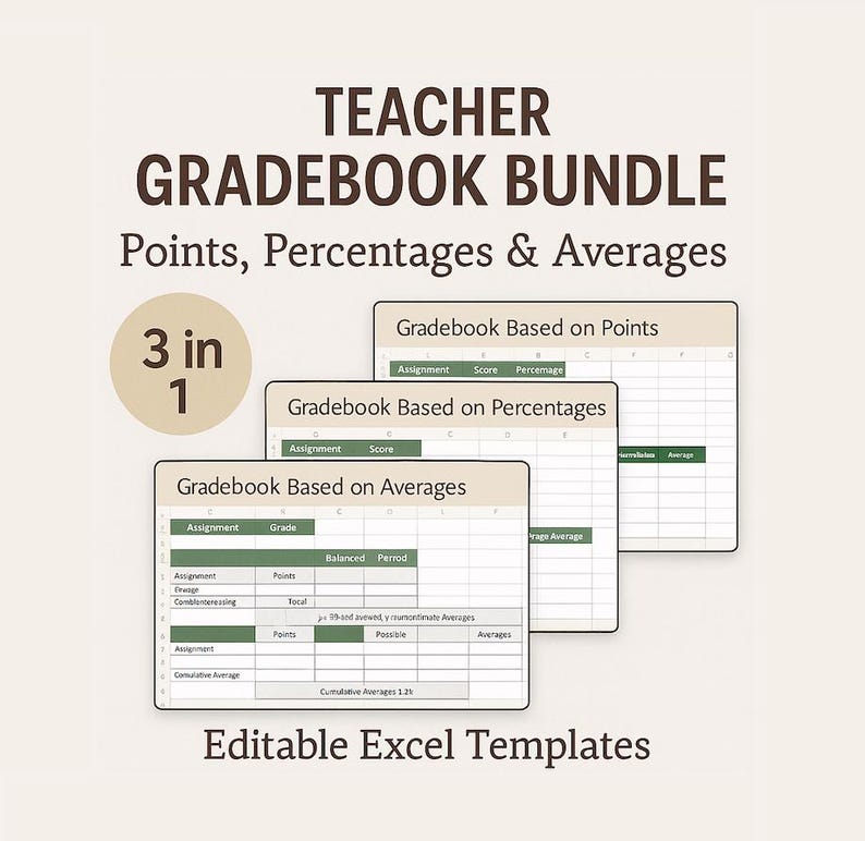 Teacher’s Grade Book Excel Template – 3 Grading Systems Included ...