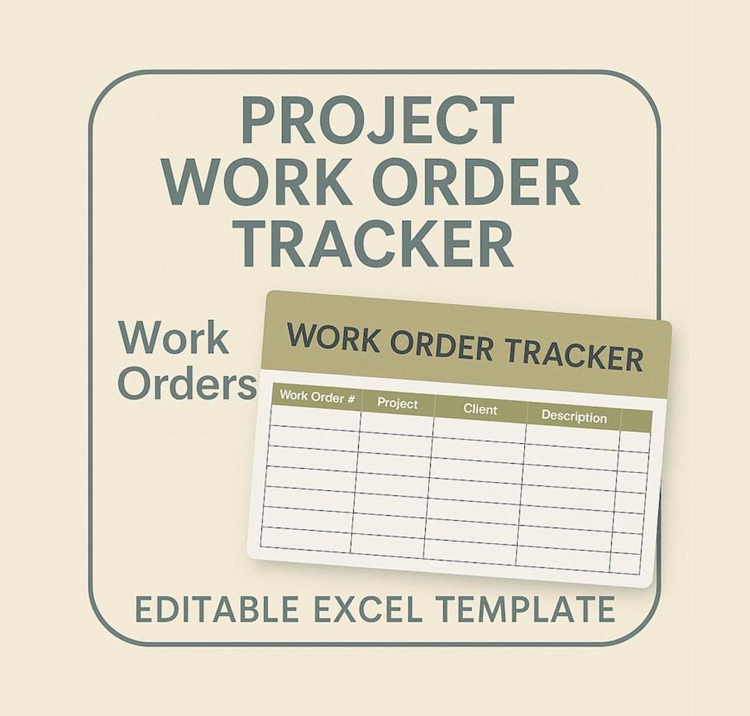 Project Tracker & Work Order Log | Editable Excel Template | Task ...