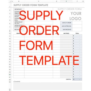 Fillable SUPPLY Order Form, Excel Printable, Editable, Customizable ...