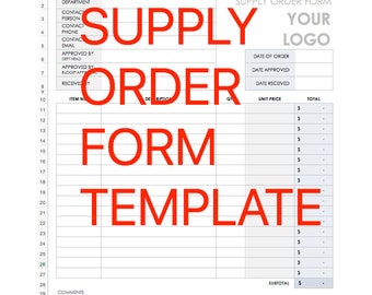 Fillable FOOD Order Form, Excel Printable, Editable, Customizable, FOOD Order Form, Custom Order ...