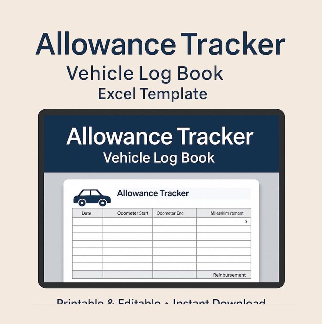 Allowance Tracker Template | Vehicle Log Book Excel | Mileage Log Sheet ...