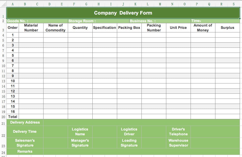 Digital Planner, Company Delivery Form, Order Form, Printable Editable ...